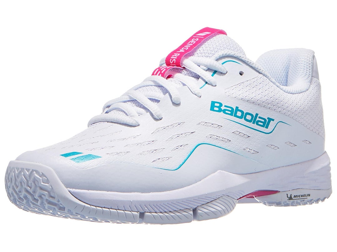Babolat Sensa Rise Padel White/Rhodamine Red Women Shoe | Total Padel