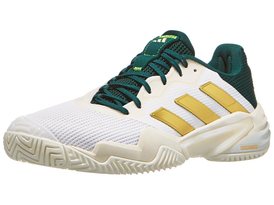 adidas Barricade 13 AC White/Gold/Green Men's Shoes | Tennis Warehouse ...